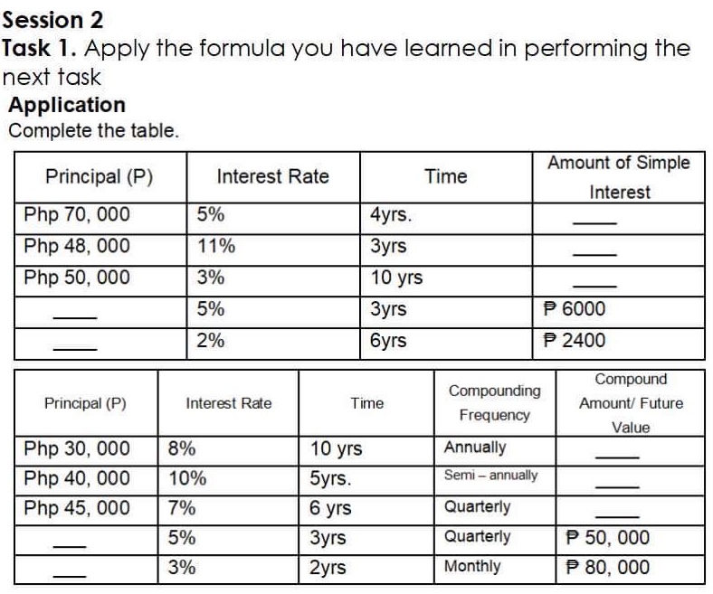 Session 2 Task 1 Apply the formula you have | StudyX
