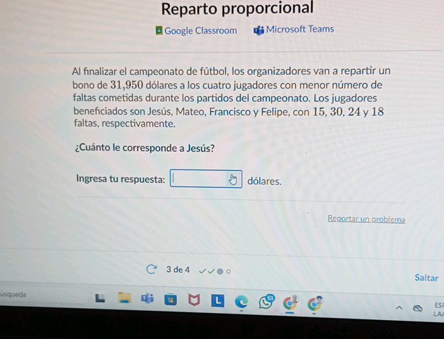 Reparto proporcional 4 Google Classroom | StudyX