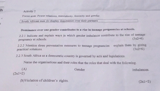 Activity 2 Focus area Power relations | StudyX