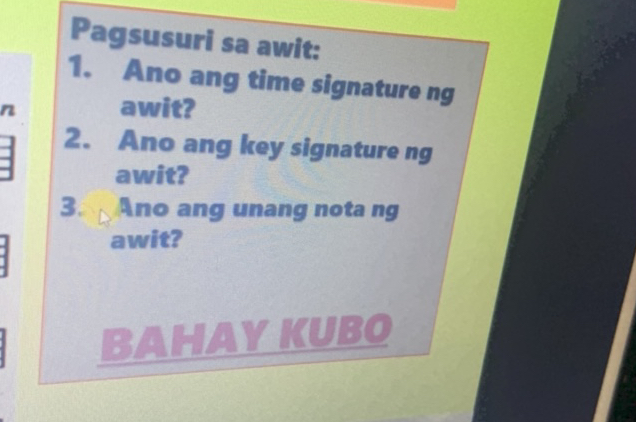 Pagsusuri sa awit 1 Ano ang time signatureng | StudyX
