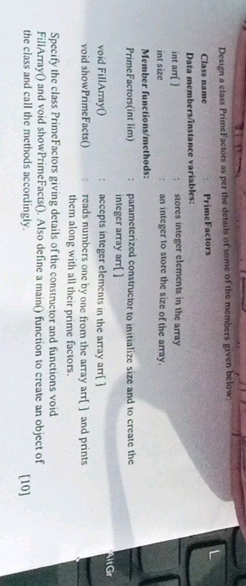 Design a class PrimeFactors as per the | StudyX