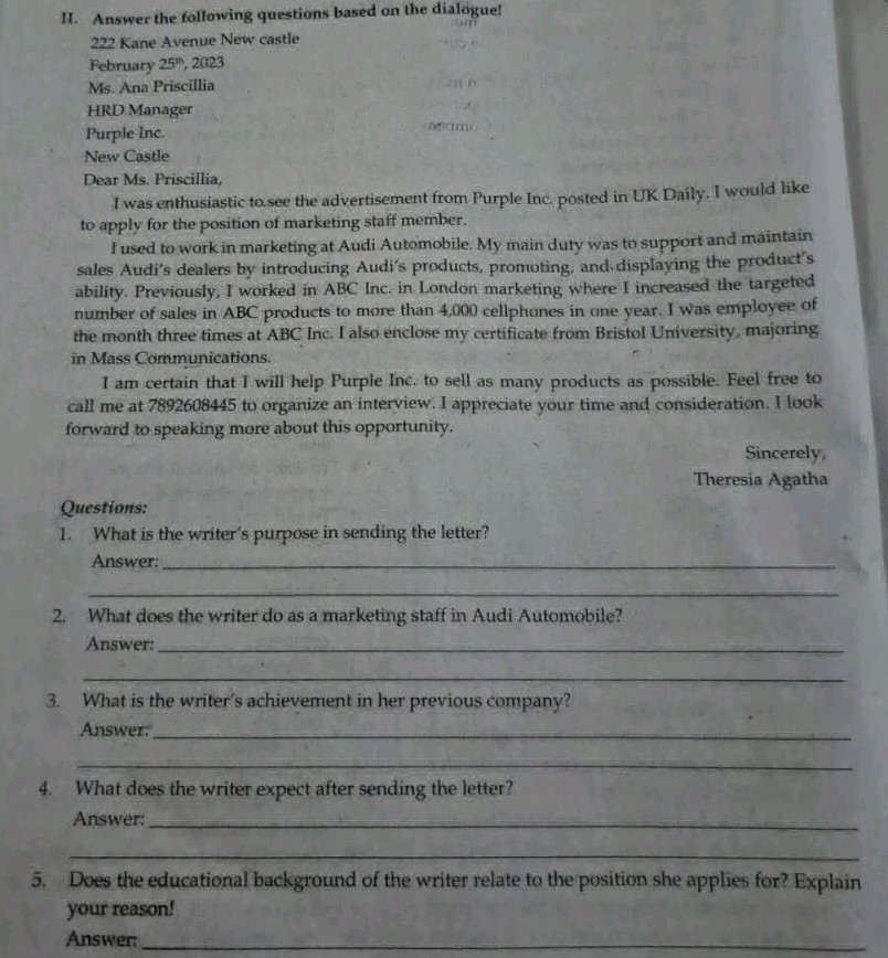 II Answer the following questions based on | StudyX