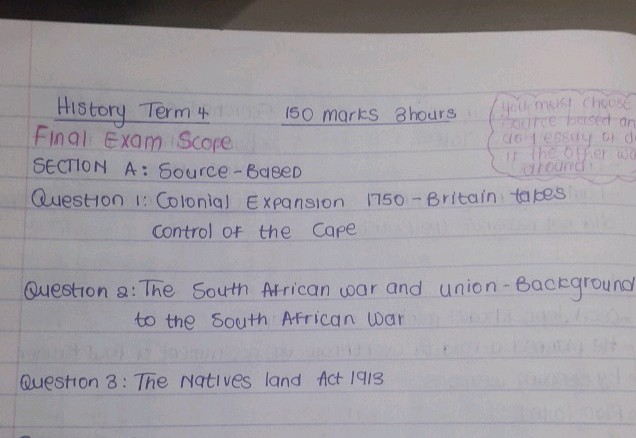 History Term 4 150 marks 8hours Final Exam | StudyX