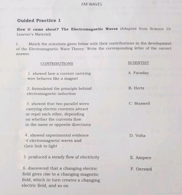 EM WAVES Guided Practice 1 How it came about | StudyX