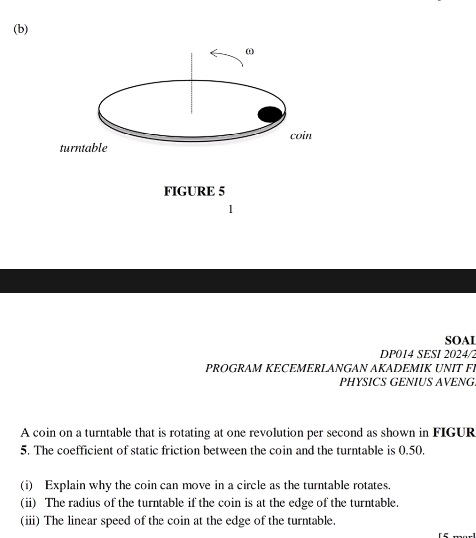 (b) FIGURE 5 1 coin turntable SOAL DP014 | StudyX