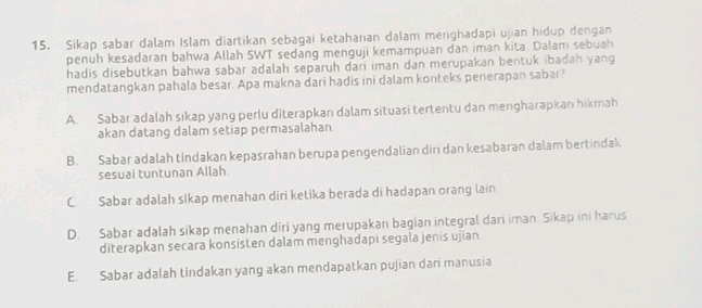 15 Sikap sabar dalam Islam diartikan | StudyX