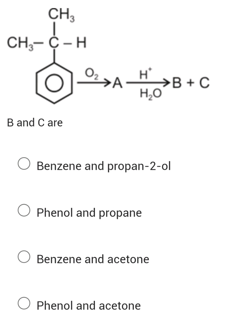 - B and C are Benzene and propan-2-ol Phenol | StudyX