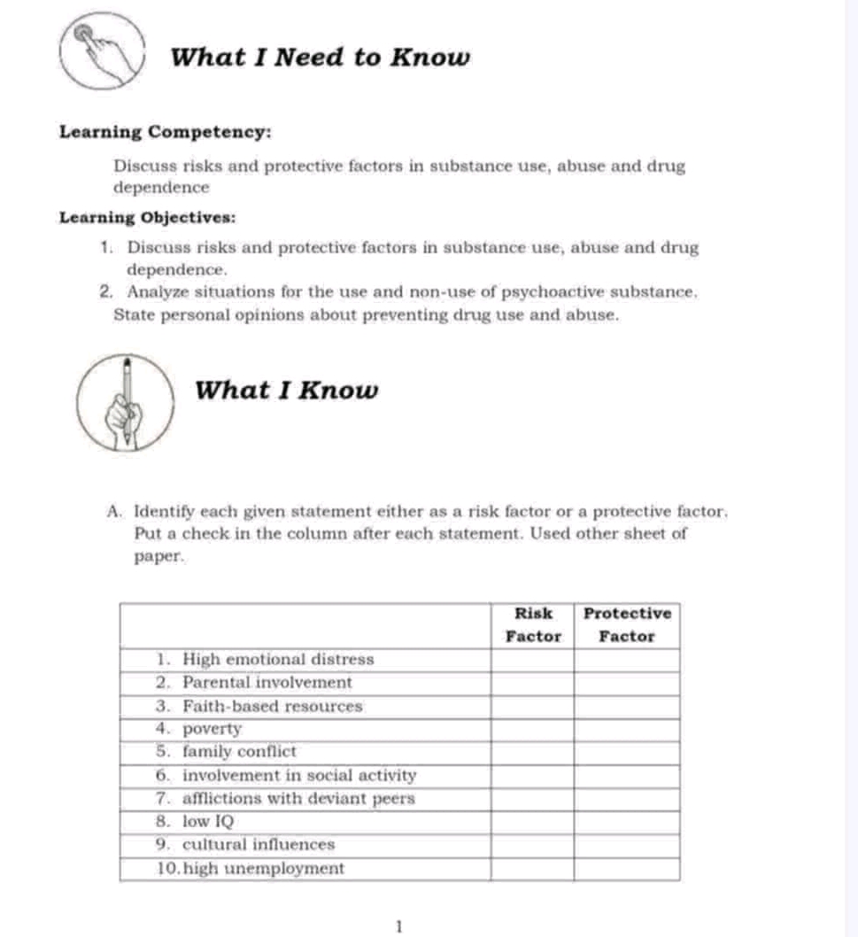 What I Need to Know Learning Competency | StudyX