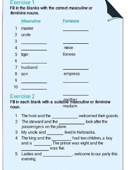 Exercise 1 Fill in the blanks with the | StudyX