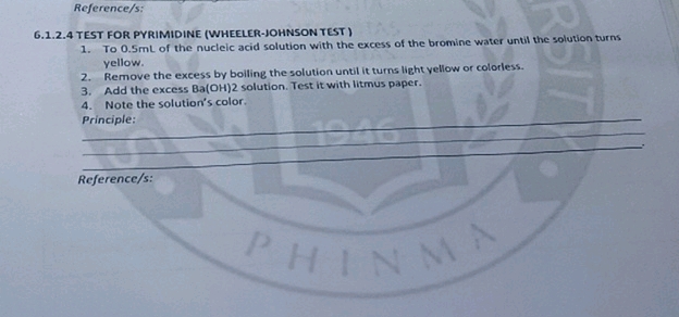 Reference/s 6124 TEST FOR PYRIMIDINE