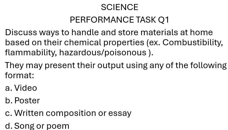 SCIENCE PERFORMANCE TASK Q1 Discuss ways to | StudyX