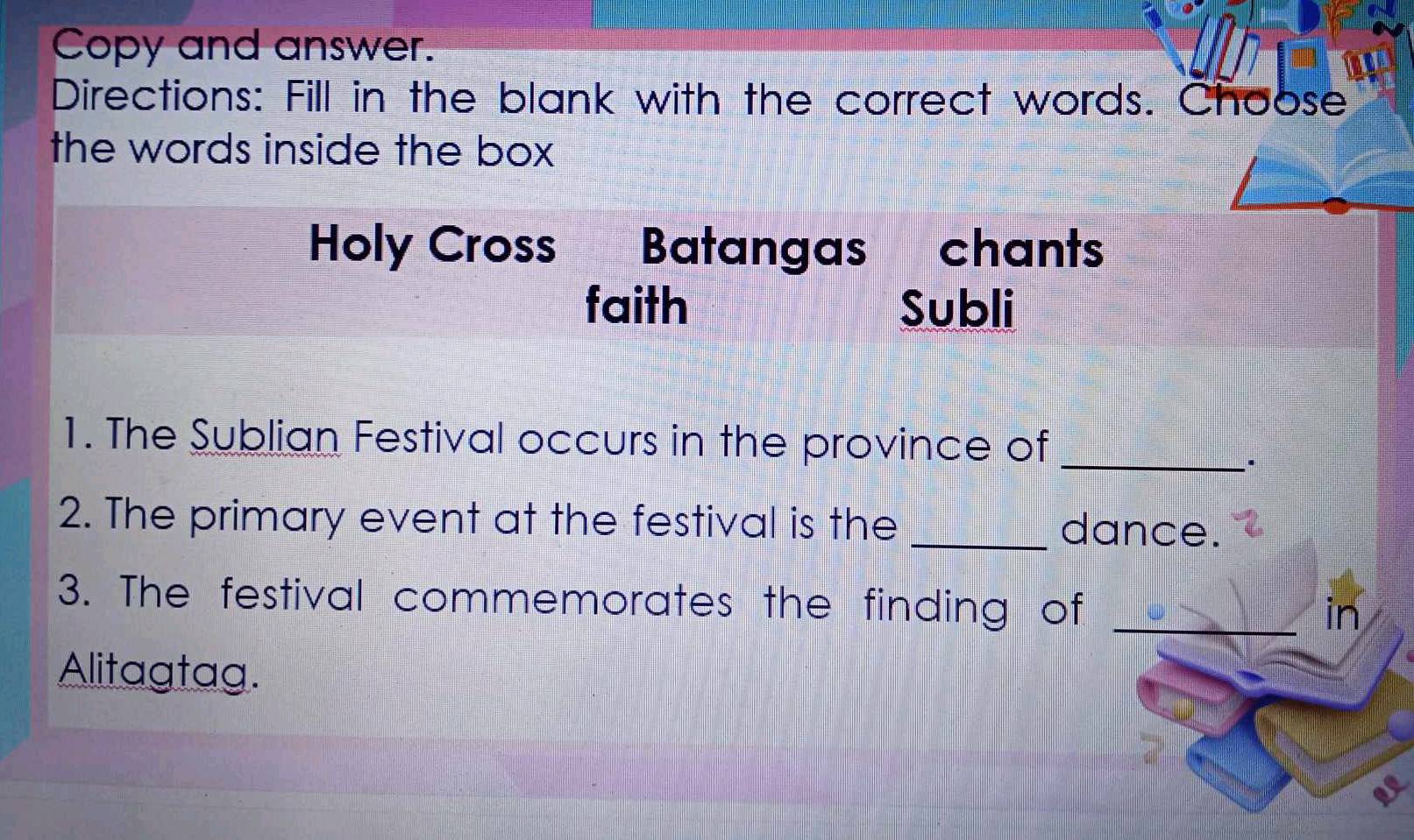 Copy and answer Directions Fill in the blank | StudyX