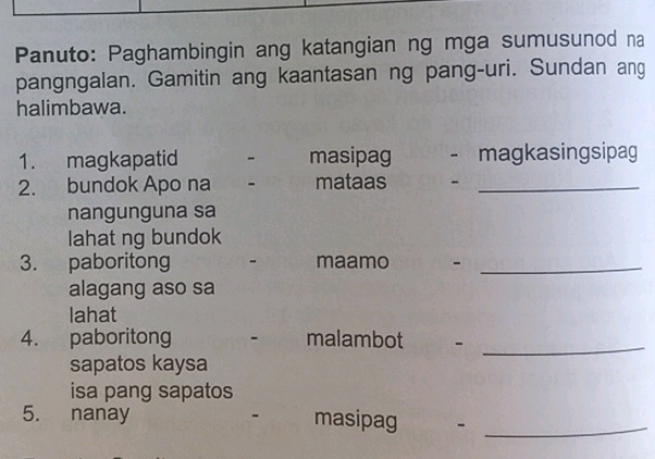 Panuto Paghambingin ang katangian ng mga | StudyX