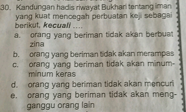 30 Kandungan hadis riwayat Bukhari tentang | StudyX