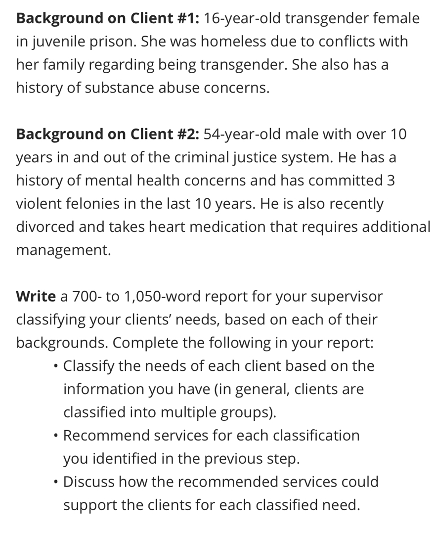 Background on Client 1 16-year-old | StudyX