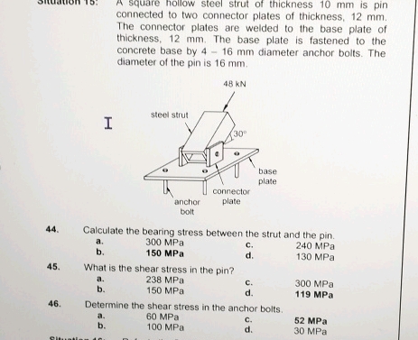A square hollow steel strut of thickness 10 | StudyX