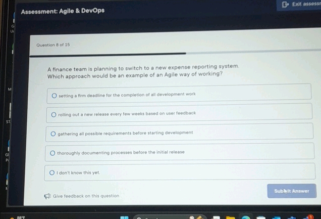 Assessment Agile DevOps Question 8 of 15 A | StudyX