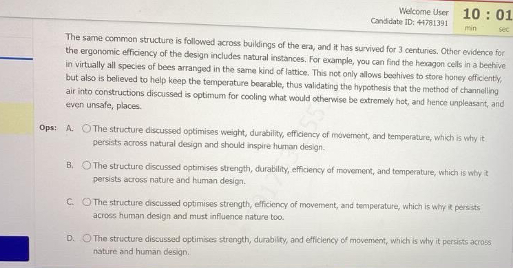 Welcome User Candidate ID 44781391 10 01 | StudyX