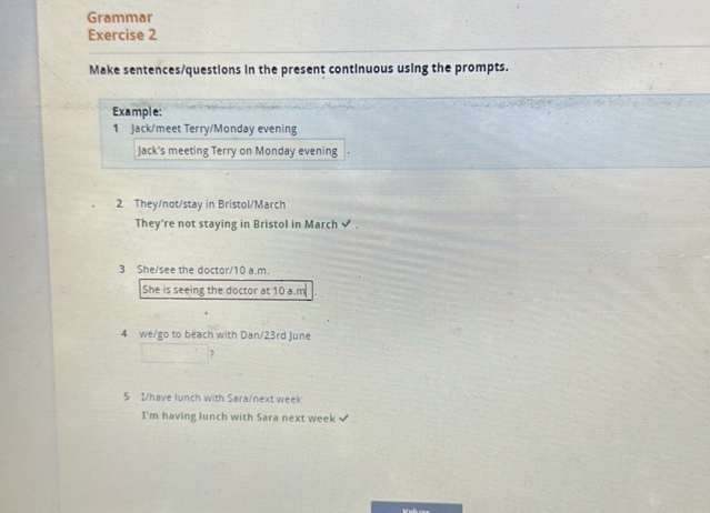 Grammar Exercise 2 Make sentences/questions | StudyX