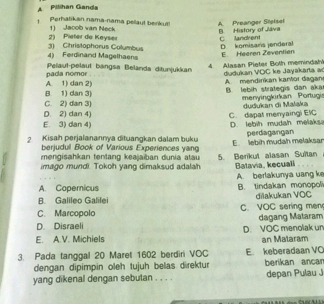 A Pilihan Ganda 1 Perhatikan nama-nama | StudyX