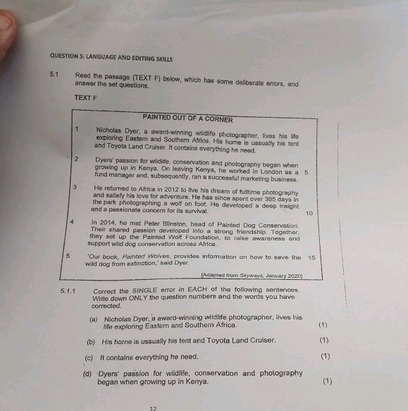 QUESTION 5 LANGUAGE AND EDTIING SKILLS 51 | StudyX