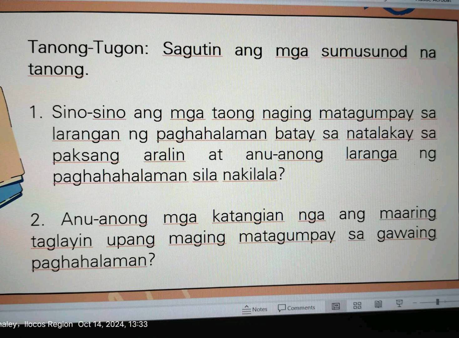 Tanong-Tugon Sagutin ang mga sumusunod na | StudyX