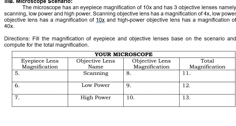 The microscope has an eyepiece magnification | StudyX