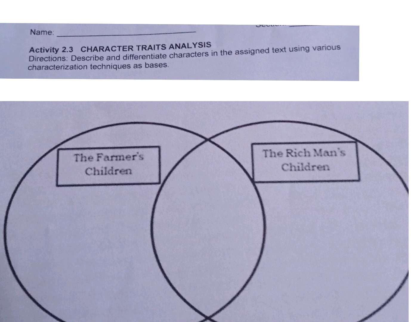 Name Activity 23 CHARACTER TRAITS ANALYSIS | StudyX