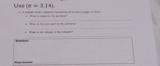 Use ( =314) 1) A g-tiander with a flameter | StudyX