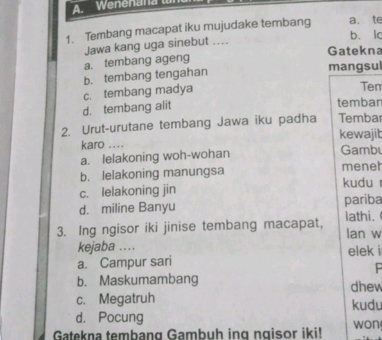 1 Tembang macapat iku mujudake tembang Jawa | StudyX