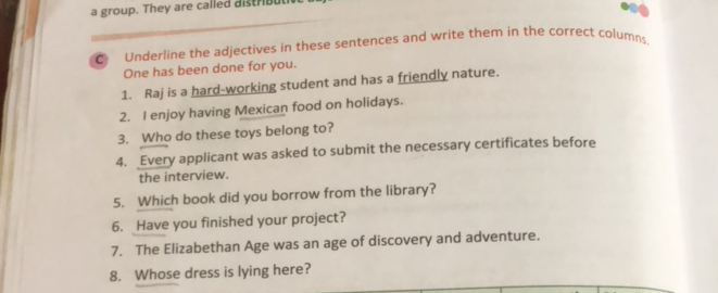 C Underline the adjectives in these | StudyX