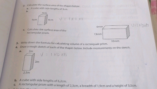 2 Calculate the surface area of the shapes | StudyX