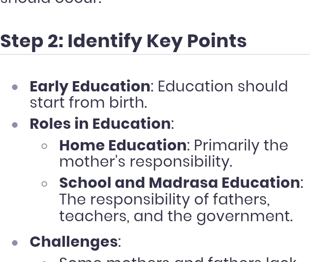 Step 2 Identify Key Points - Early Education | StudyX