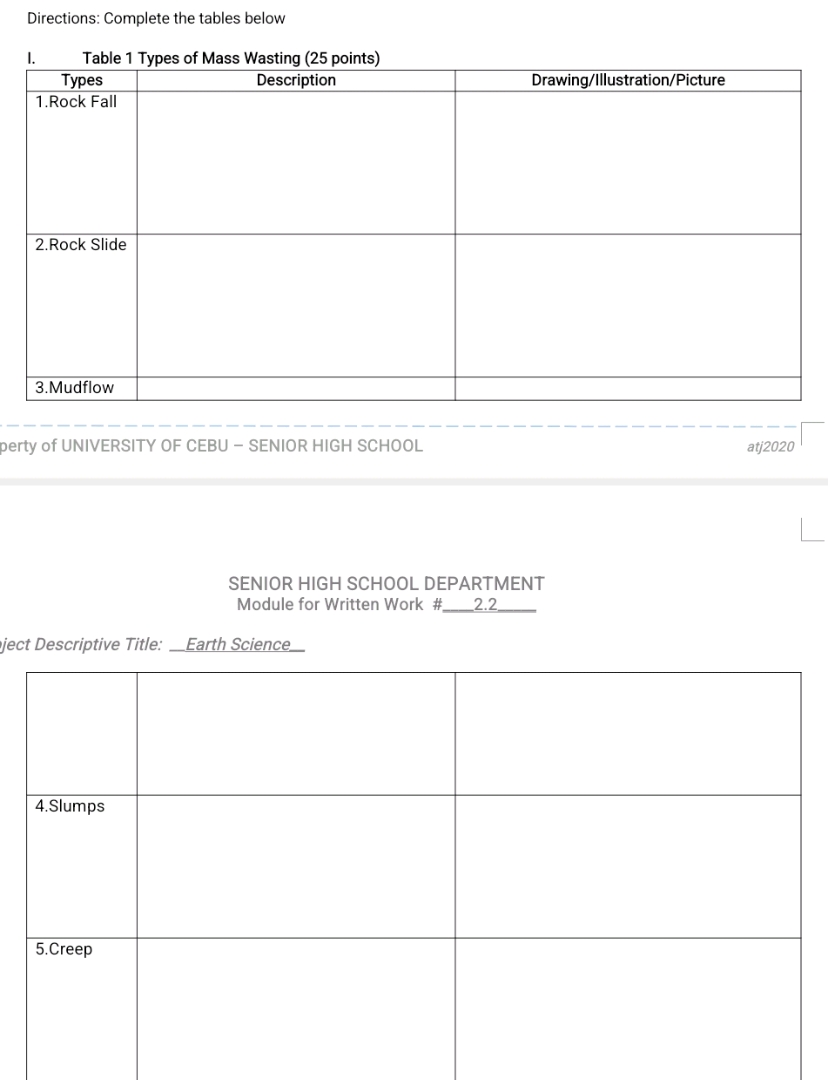 Directions Complete the tables below I Table | StudyX