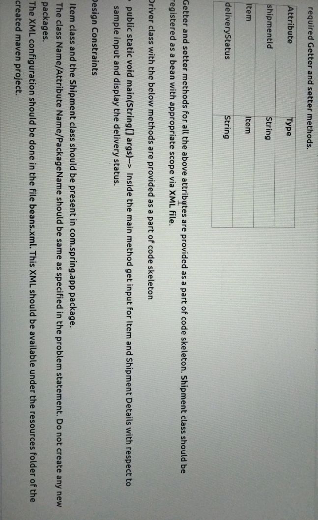 required Getter and setter methods Attribute | StudyX