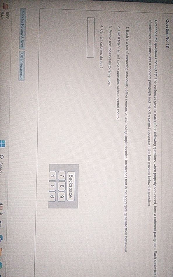 Question No 18 Directions for questions 17 | StudyX