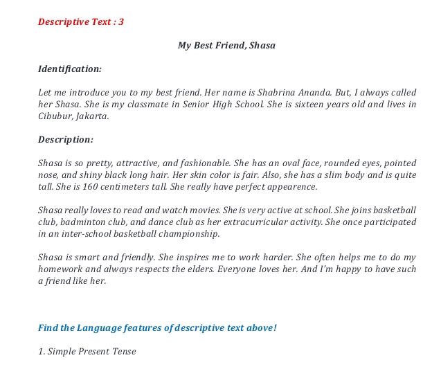 Descriptive Text 3 My Best Friend Shasa | StudyX