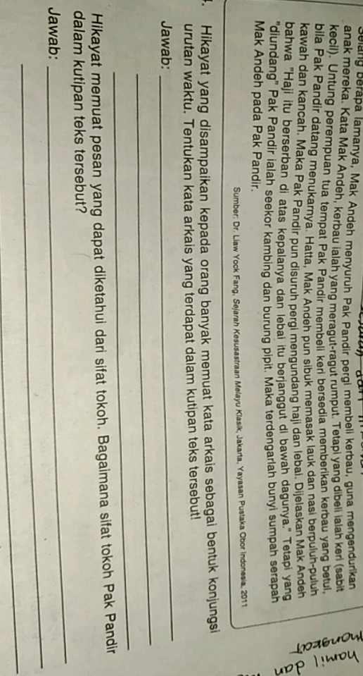 anak kecil) Unta Kata Mak Andeh kerbau ialah | StudyX