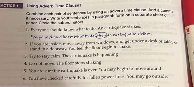 ACTICE 1 Using Adverb Time Clauses Combine | StudyX