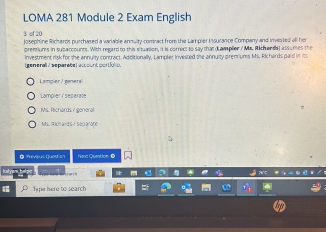 LOMA 281 Module 2 Exam English 3 of 20