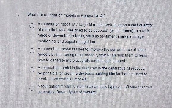 1 What are foundation models in Generative | StudyX