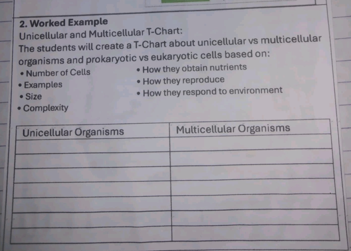 2 Worked Example Unicellular and | StudyX