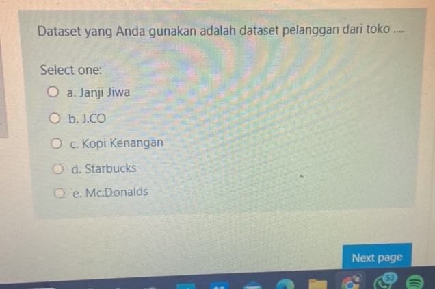 Dataset yang Anda gunakan adalah dataset | StudyX