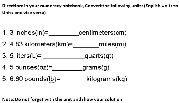 Direction In your numeracy notebook Corvert | StudyX
