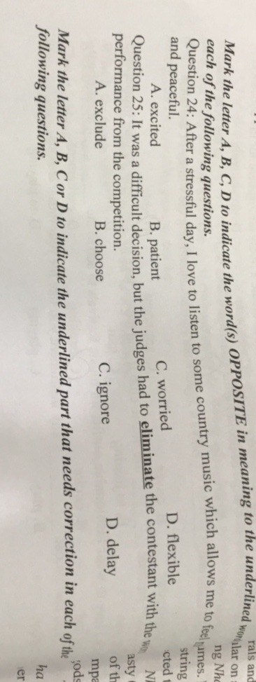 Mark the letter A B C D to indicate the | StudyX