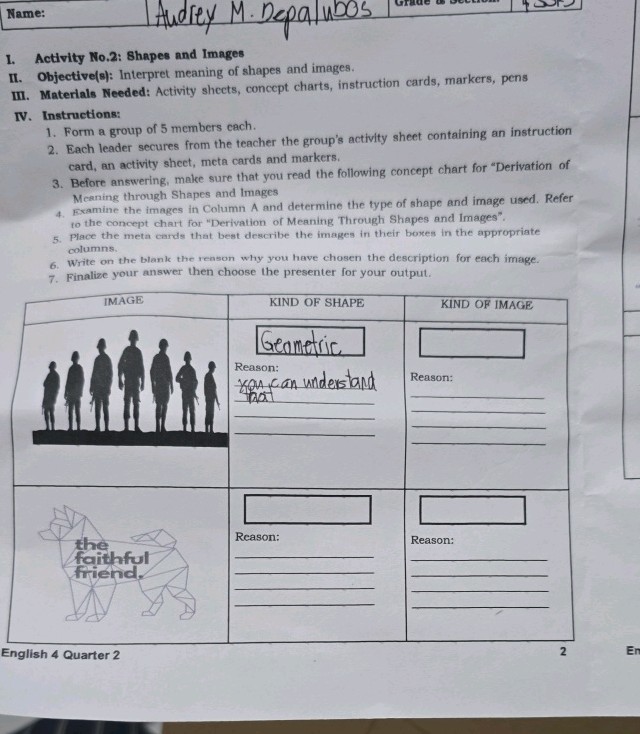 Name 1 Activity No2 Shapes and Images II | StudyX