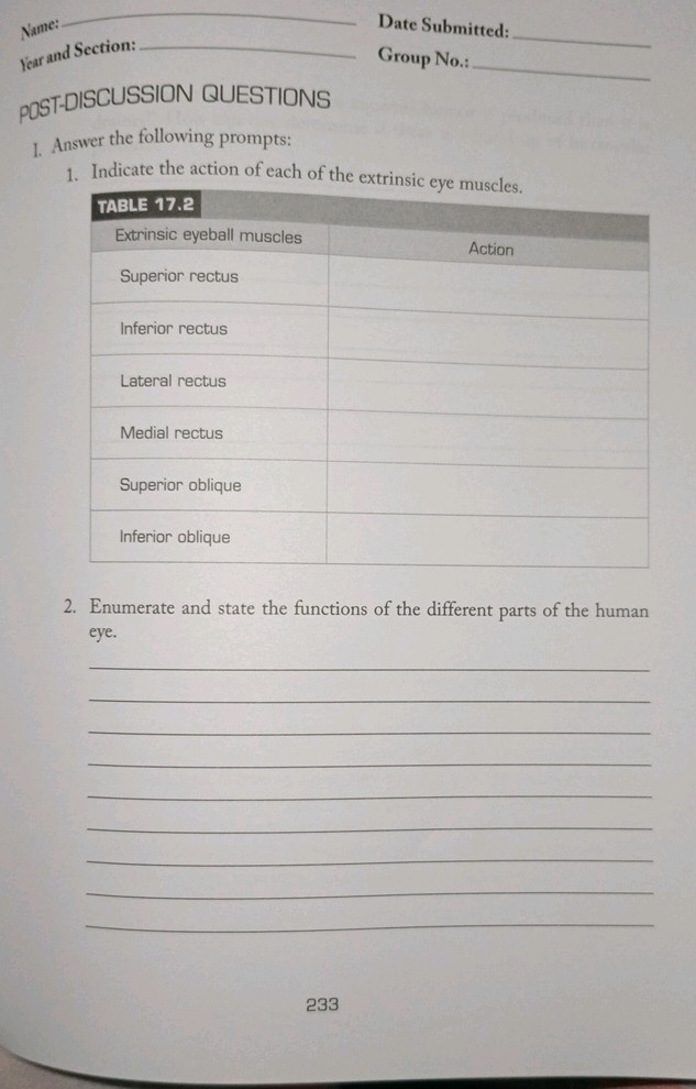 Name Tear and Section Date Submitted Group | StudyX