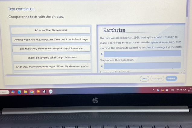Text completion Complete the texts with the | StudyX