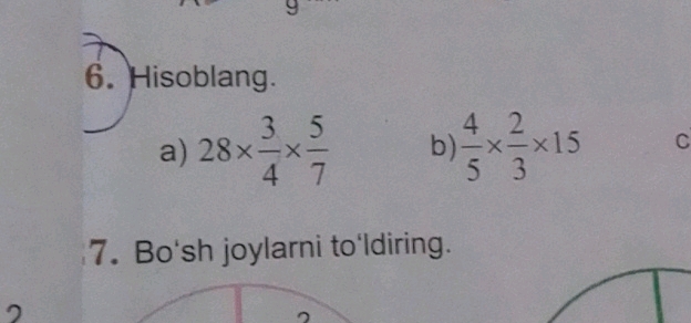 6 Hisoblang a) 28 34 57 b) 45 23 15 7 Bosh