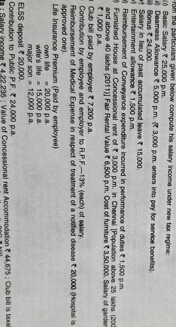 rom the particulars given below compute his | StudyX